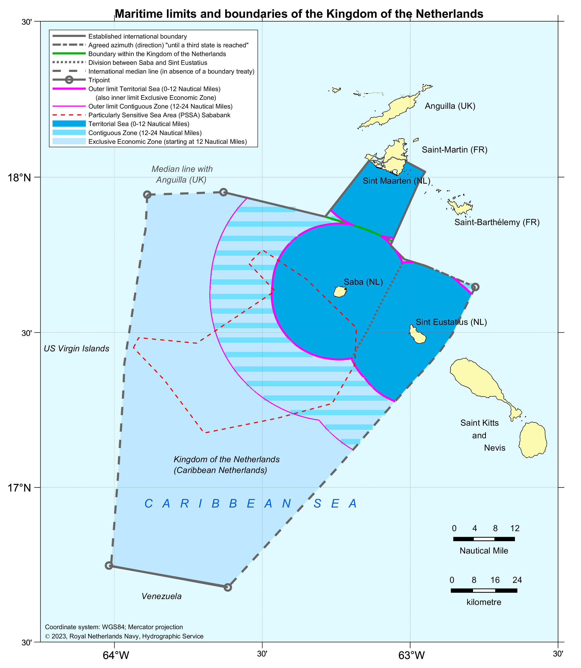 Maritime boundaries of the Caribbean part of the Kingdom | Hydrography | Defensie.nl